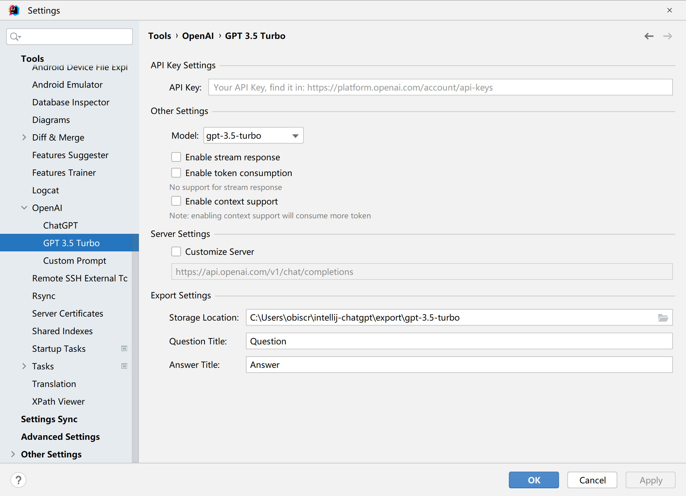 GPT 3.5 Turbo 设置 - EasyCode Docs